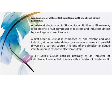 applications of differential equations in rl rc electrical circuit