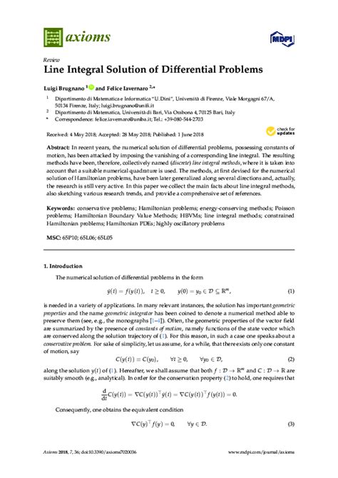 Pdf Line Integral Solution Of Differential Problems