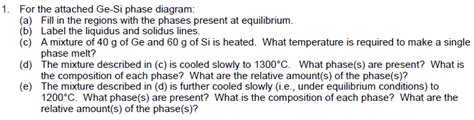 Solved For The Attached Ge Si Phase Diagram A B C 1