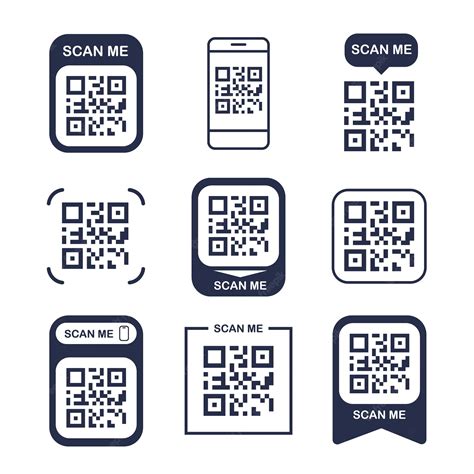 Qr 코드 아이콘 세트 레이블 템플릿 지불 또는 정보 벡터 그림 격리 스캔 프리미엄 벡터