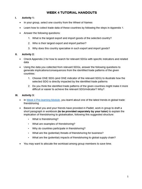 Week 4 Tutorial Handouts Download Free Pdf Economies