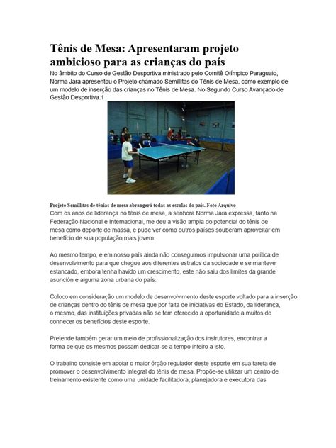 Ténis De Mesa Nas Escolas Pdf Educação Física Tênis De Mesa