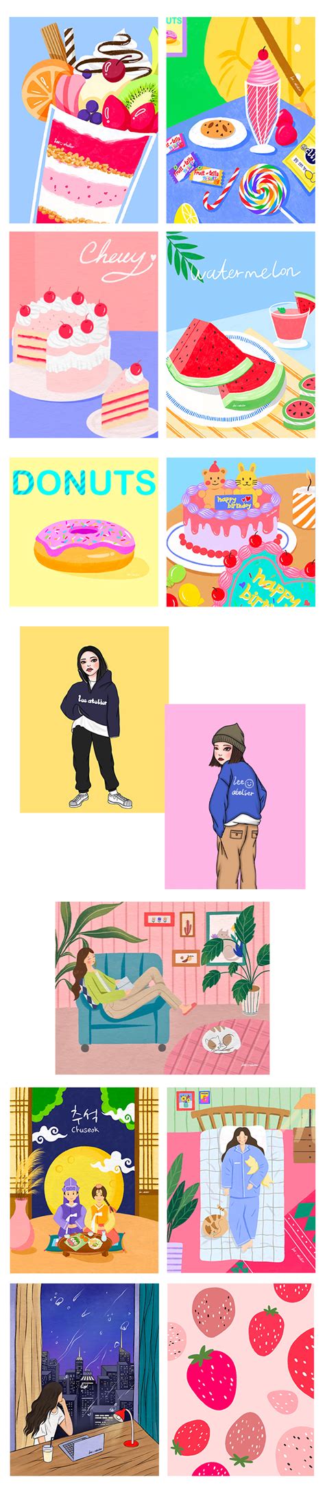 비비드한 색감의 개성있는 미니멀 일러스트 그려 드립니다 크몽