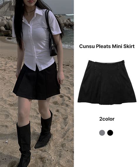 애니원모어 컨슈 플리츠 미니 스커트 color 위시버킷