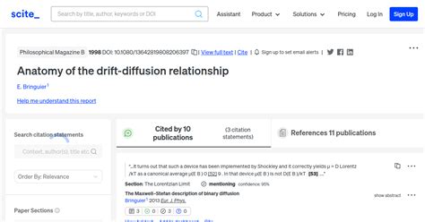 Anatomy Of The Drift Diffusion Relationship [scite Report]