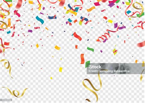 풍선 다양한 색상의 벡터 일러스트 레이 션의 컬러 색종이 화환 및 스트리머를 파티 또는 카니발 사용을위한 배경에 배치 요소 펀 카드 갈색에 대한 스톡 벡터 아트 및 기타