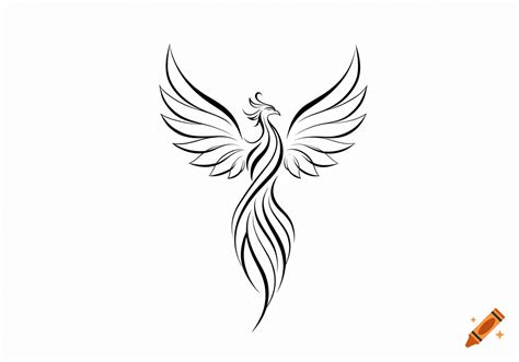 A Black Silhouette Of A Phoenix With Spread Wings And A Flowing Tail