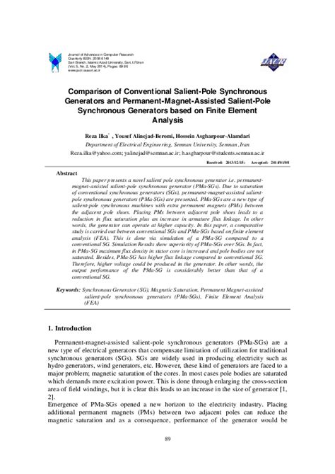 Pdf Comparison Of Conventional Salient Pole Synchronous Generators