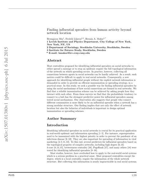 Pdf Finding Influential Spreaders From Human Activity Beyond Network