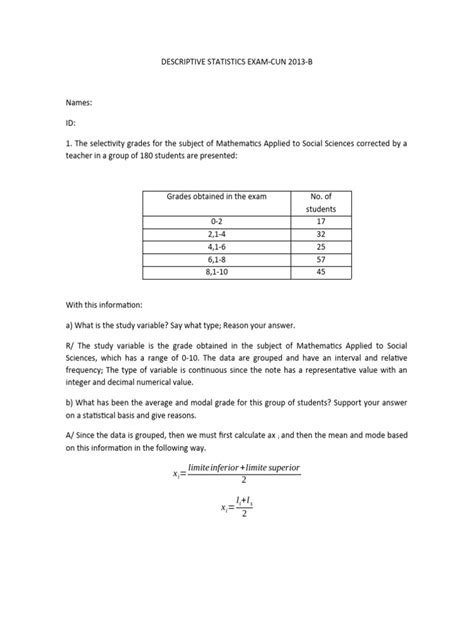 Descriptive Statistics Exam Pdf Mode Statistics Coefficient Of Variation