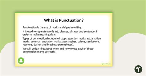 Using Punctuation Marks PowerPoint Teach Starter