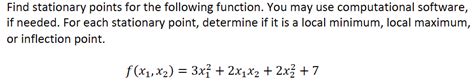 solved find stationary points for the following function