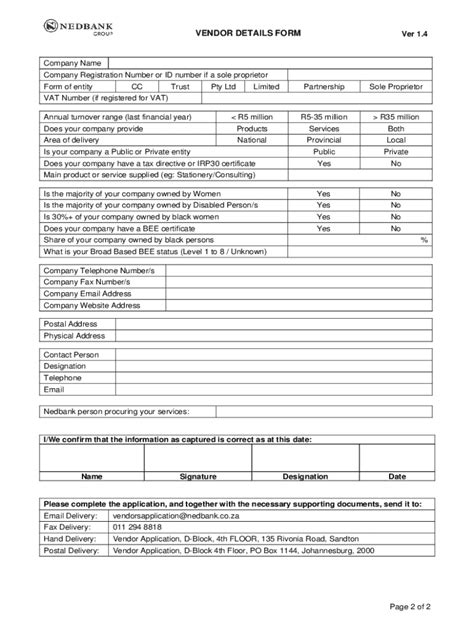 Nedbank Supplier Registration Form Fill Out And Sign Printable Pdf