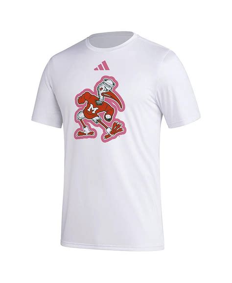 Adidas Mens White Miami Hurricanes Pregame Aeroready T Shirt Macys