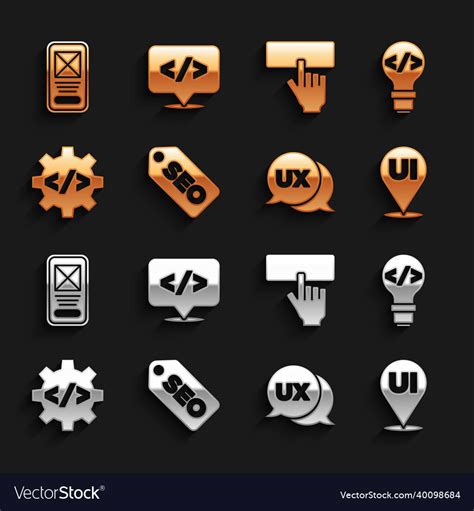 Set Seo Optimization Front End Development Ui Vector Image