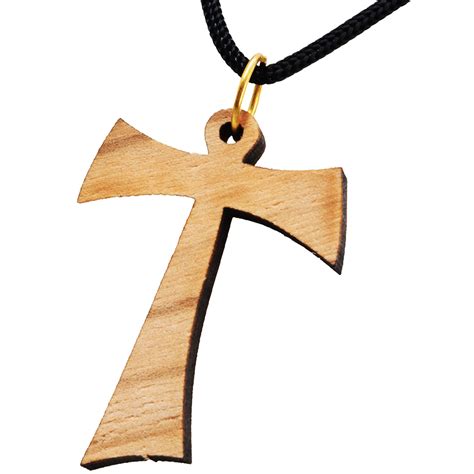 Tau Cross From Olive Wood Made In Israel 1 3 Inch