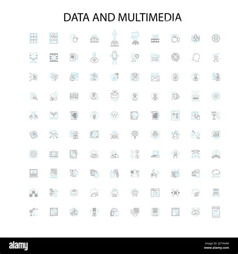 Data And Multimedia Icons Signs Outline Symbols Concept Linear Illustration Line Collection