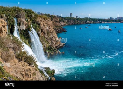 Lower Duden Waterfalls Mediterranean Sea Coast Antalya Turkey Stock