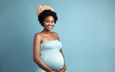 Premium Ai Image Happy Pregnant Black Woman Touching Her Belly