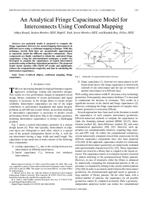 Pdf An Analytical Fringe Capacitance Model For Interconnects Using Conformal Mapping