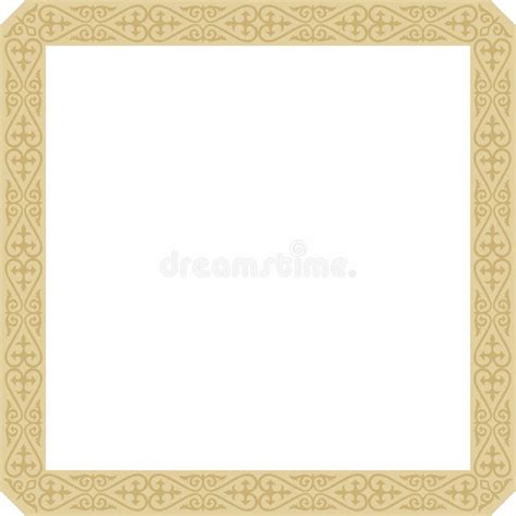 Vector Golden Square Kazakh National Ornament Stock Illustration