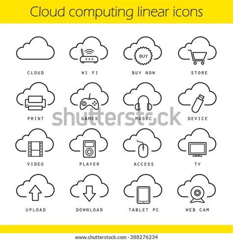 Cloud Computing Linear Icons Set Buy Stock Vector Royalty Free 388276234