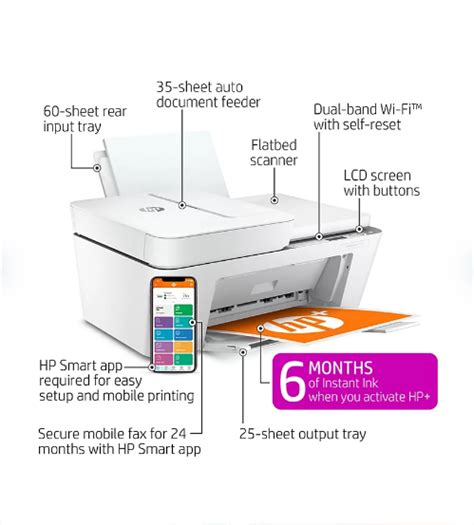 Hp Deskjet 4158e All In One Wireless Color Inkjet Printer 6 Months F