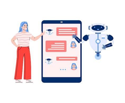 Premium Vector Chatbot Service With Woman Interacting With Bot Illustration