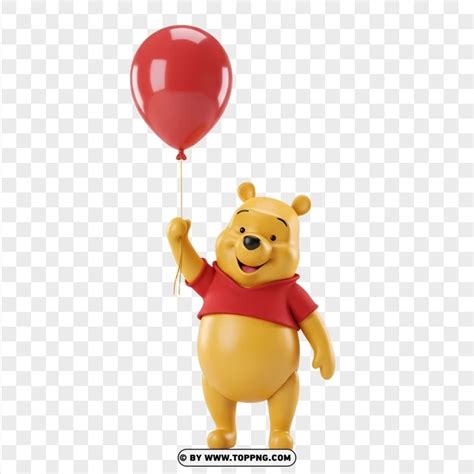 Cute Winnie The Pooh Holding Red Balloon Toppng