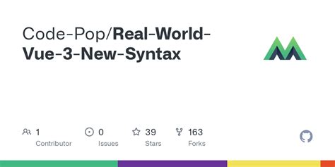 Github Code Popreal World Vue 3 New Syntax