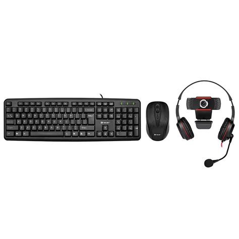 Комплект от 4 компютърни аксесоара Tracer клавиатура мишка кабелни слушалки и микрофон уеб