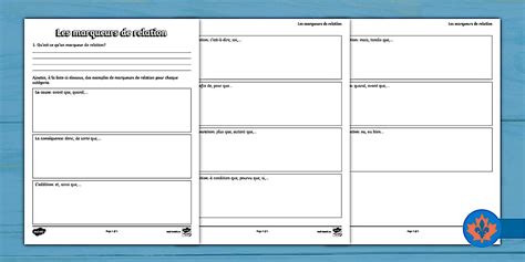 Marqueurs De Relation Exercises Teacher Made Twinkl