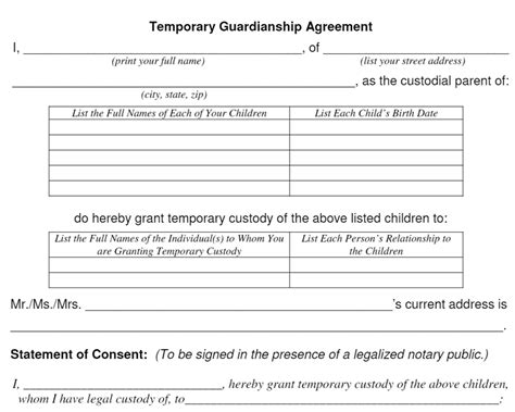 Temporary Guardianship Form Fill And Download Free Online 2022