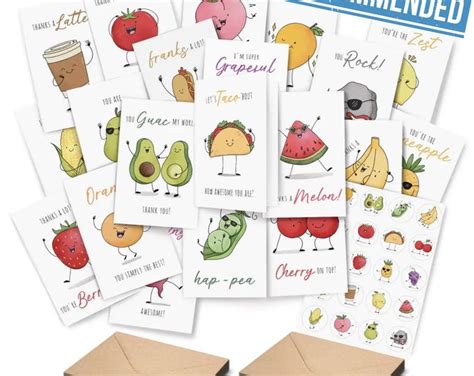 Fruit Puns Thank You Cards Pack Punny Food Thank You Card Pun Thank