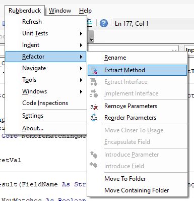 Refactoring In VBA With RubberDuck Extract Method Access JumpStart