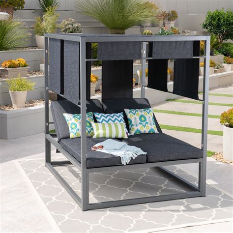 Outdoor Aluminum Daybed With Canopy Nh131503 Noble House Furniture