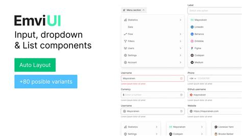 Inputs Dropdown And List 80 Posible Variants Emviui Figma