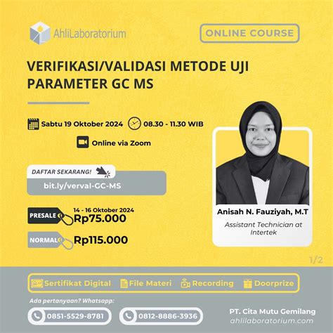Verifikasi Validasi Metode Uji Parameter Gc Ms Online Course