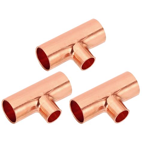 Uxcell 12 X 516 X 12 Id Reducing Tee Copper Fitting 3pcs Copper