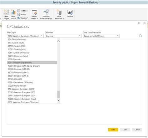 how to set the csv file encoding microsoft fabric community