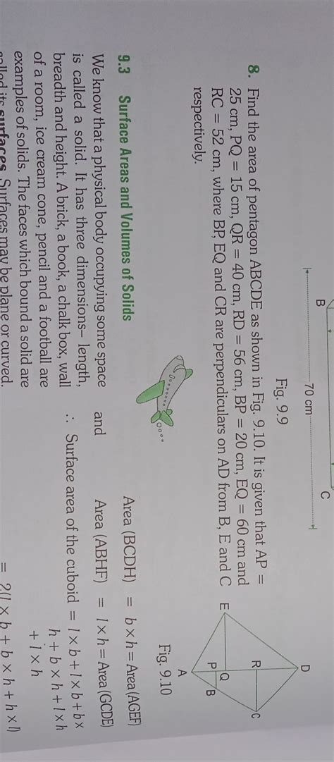 B Fig 99 Find The Area Of Pentagon A B C D E As Shown In Fig 910 It