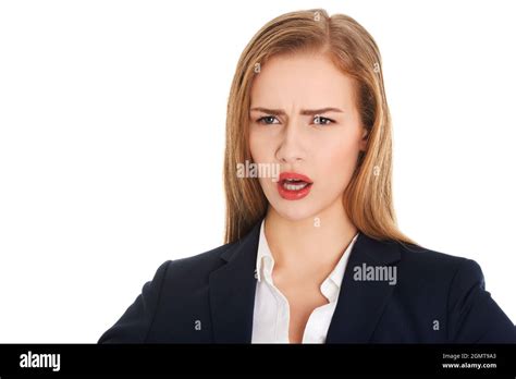 Curious Blonde Caucasian Business Woman Isolated On White Background Stock Photo Alamy