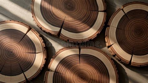 Acacia Wood Grain Cross Sections Showcasing Natural Tree Rings With