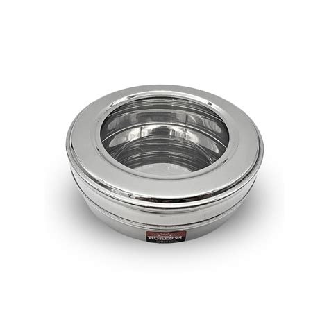 Masala Dabba Stainless Steel Spice Box With See Through Lid 13cm Cands Homestore