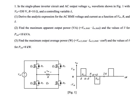Solved In The Single Phase Inverter Circuit And AC Output Chegg