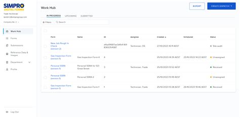 How To Dispatch Forms Simpro