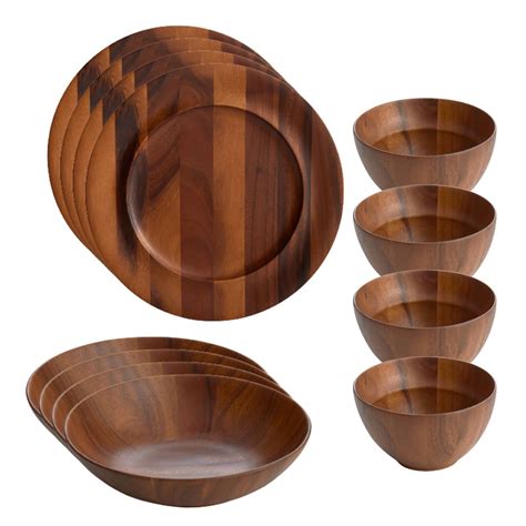 Skye Wood 12 Piece Dinnerware Set