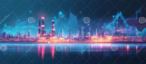 This Digital Illustration Shows A Modern Oil And Gas Industry Scene
