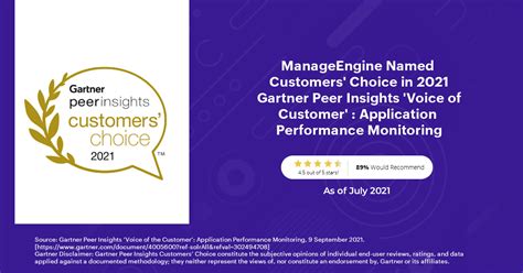 Gartner Peer Insights认可 Manageengine Applications Manager