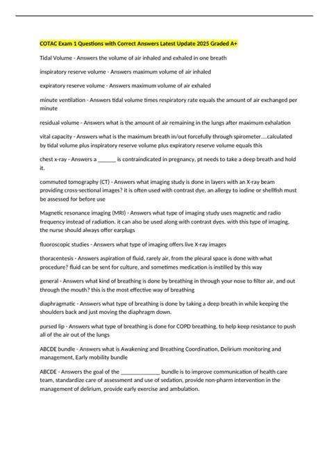 Cotac Exam 1 Questions With Correct Answers Latest Update 2025 Graded